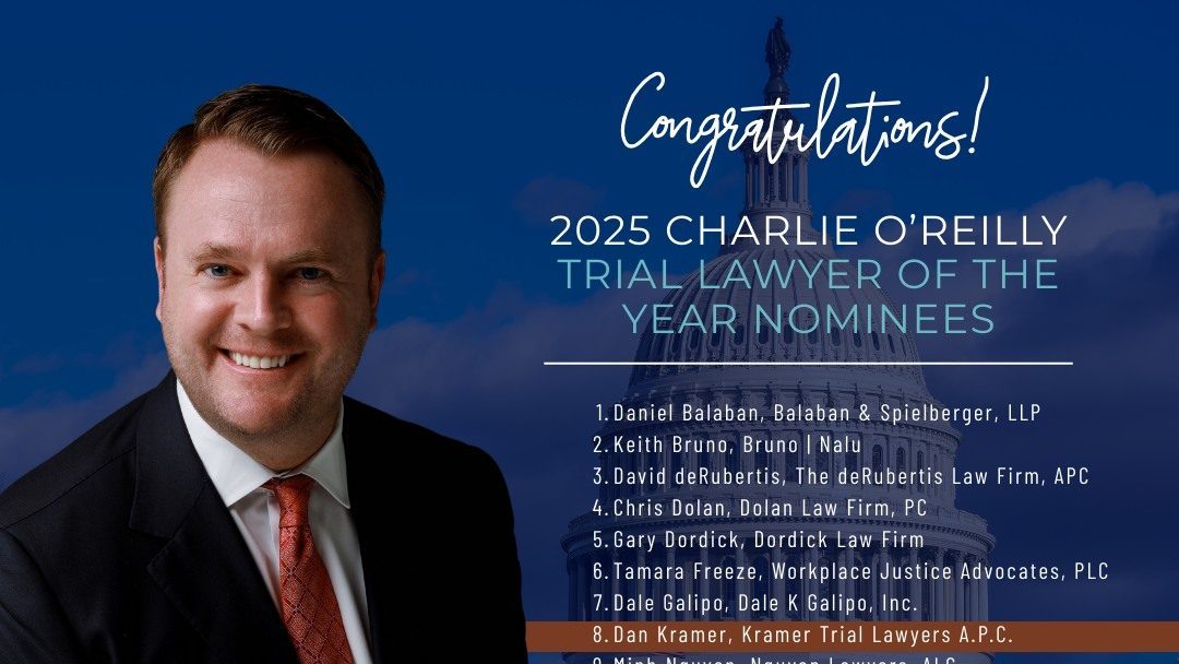 Dan Kramer Nominated for the 2025 Charlie O'Reilly Trial Lawyer of the ...